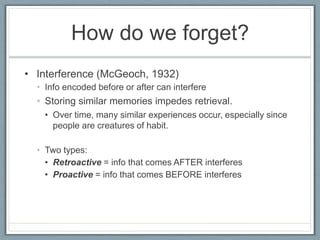 Memory. Theories of memory . Forgetting ppt | PPT