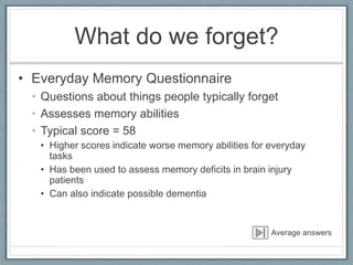 Memory. Theories of memory . Forgetting ppt | PPT