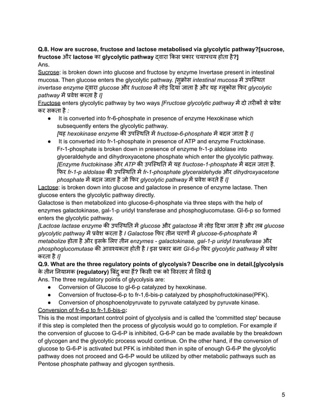 Some Q & A Metabolism - I | IGNOU Biochemistry CHE-09 (in English /Hinglish) | PDF