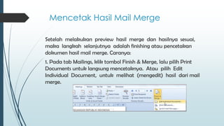 pembuatan margin mail merge pada excel dan belajar | PDF