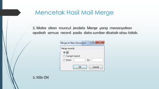 pembuatan margin mail merge pada excel dan belajar | PDF