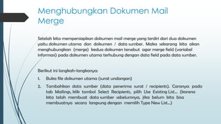 pembuatan margin mail merge pada excel dan belajar | PDF
