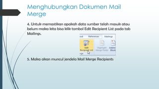 pembuatan margin mail merge pada excel dan belajar | PDF
