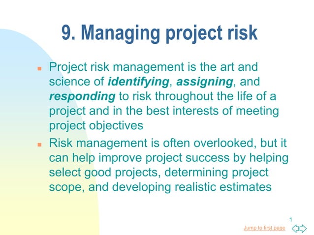 project risk management project risk management | PPT