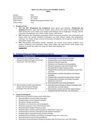RENCANA PELAKSANAAN PEMBELAJARAN MATEMATIKA | PDF