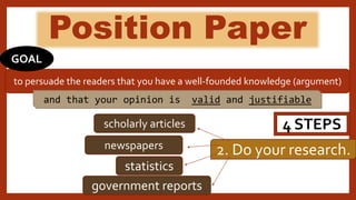 9. Writing a position paper (May 16 - notes) (May 17 - discuss) (May 18 ...