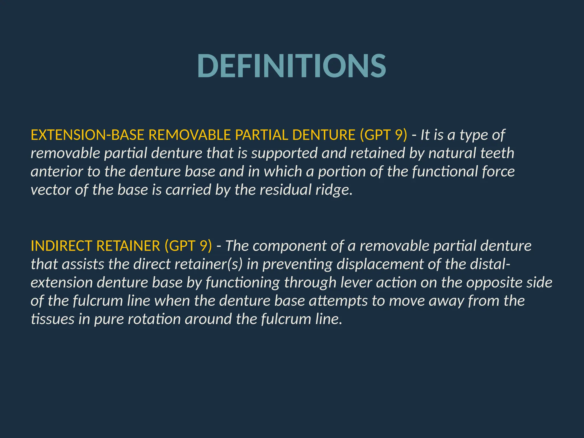 Indirect retainer in removable partial denture | PPTX