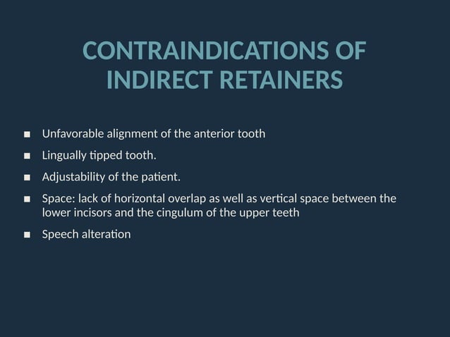 Indirect retainer in removable partial denture | PPTX