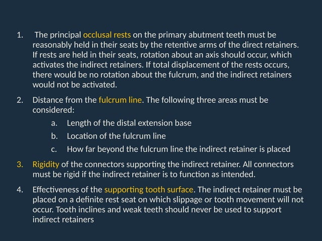 Indirect retainer in removable partial denture | PPTX