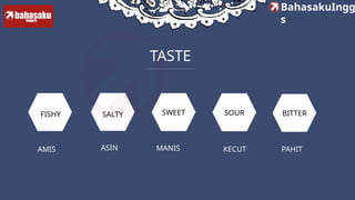 EFK2 TASTE. ENGLISH LESSON ABOUT TASTES AND FLAVOUR | PPT