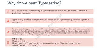 9.0 Typecasting in C Language inc language | PPT