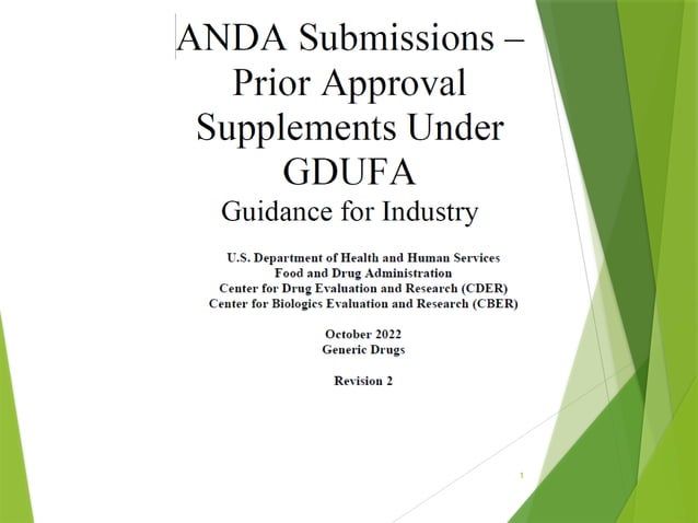 ANDA Submissions Prior Approval Supplements Under GDUFA | PPTX ...