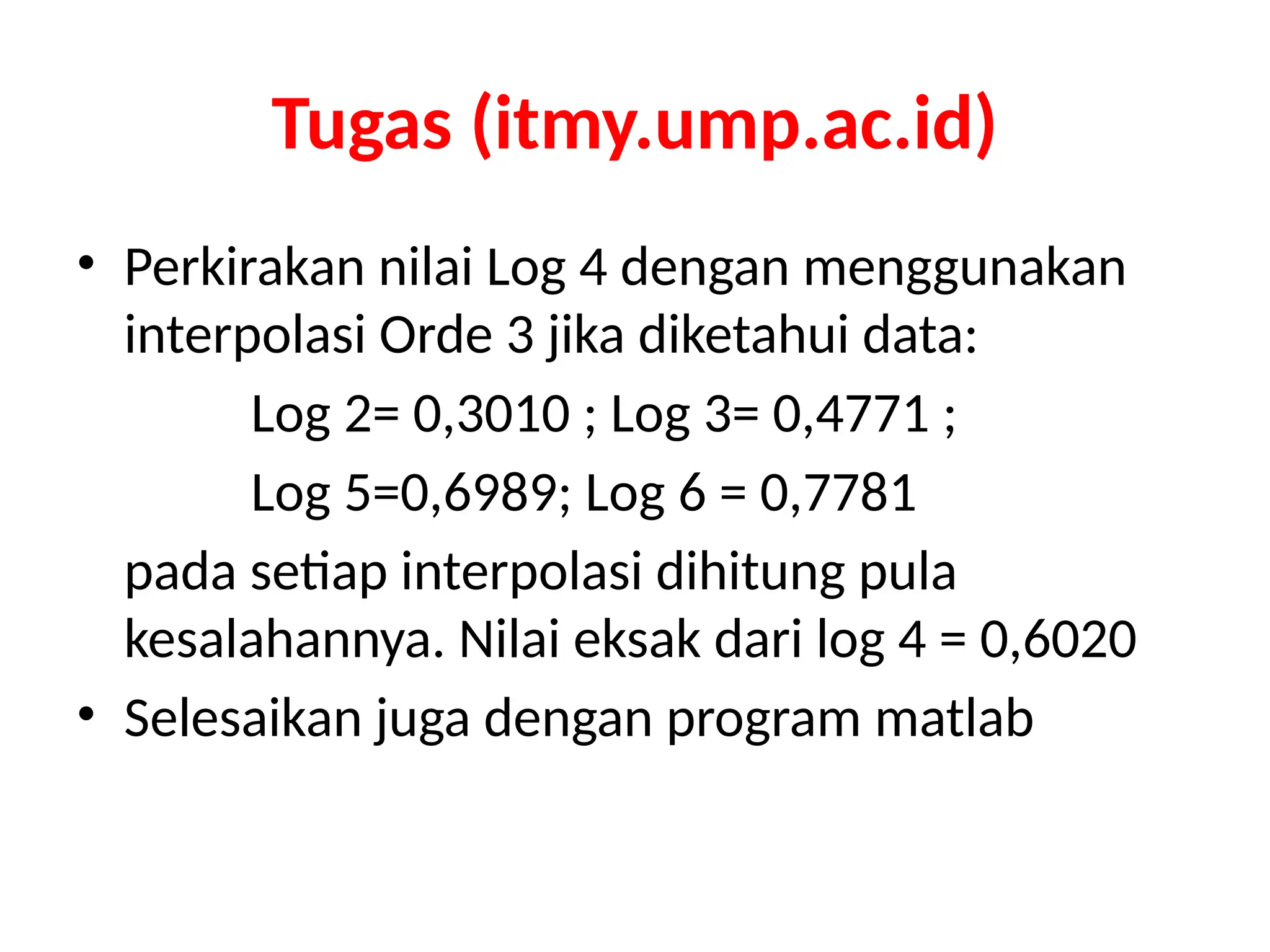 Materi Interpolasi MEtode Numerik UNntk Mahsiswa Teknik Elektro | PPTX
