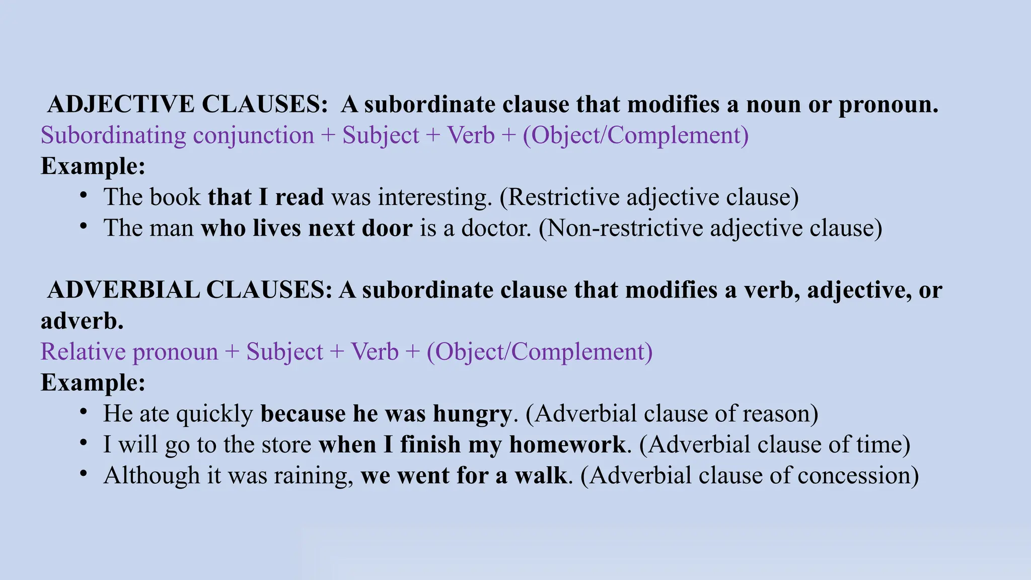 The Clauses and Phrases : Grammar | PPT