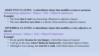 The Clauses and Phrases : Grammar | PPT