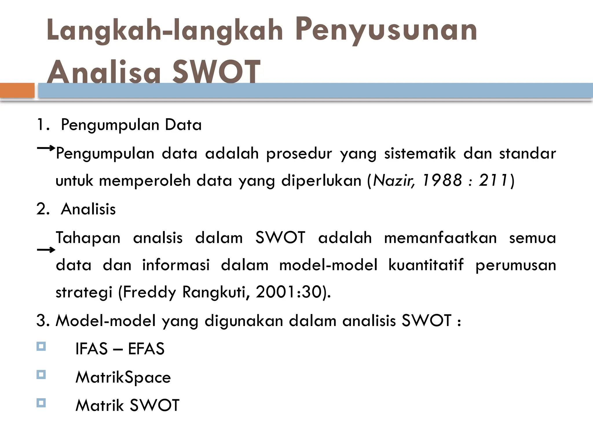 Analisis Matrik SWOT IFAS EFAS dan SPACE | PPTX