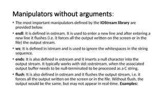 9.Manipulators.pptx oops programming in c pp | PPTX