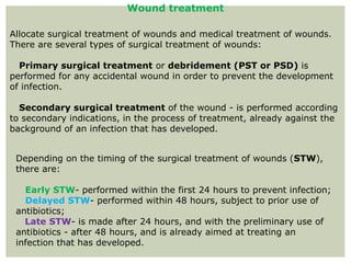 Wounds. wound process. Their classification, treatment, drugs. | PDF