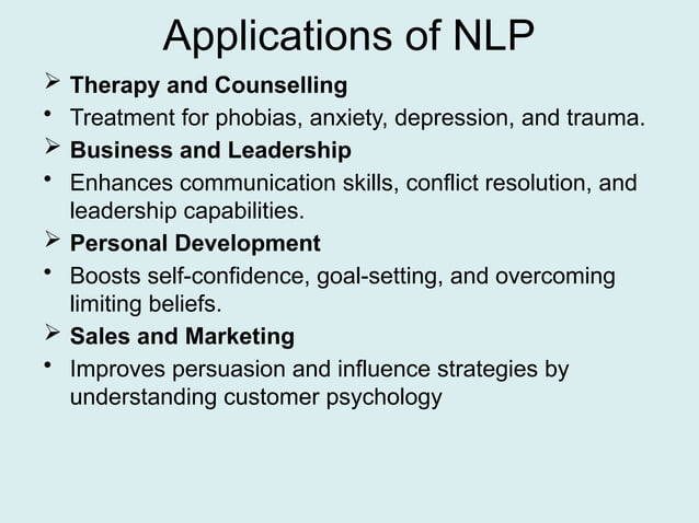 Neuro linguistic programming techniques and methodology | PPT