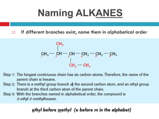 Naming Organic Compounds, Alkanes, and CycloAlkanes | PDF