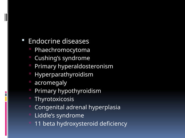 Hypertension etiology, clinical features and management | PPT