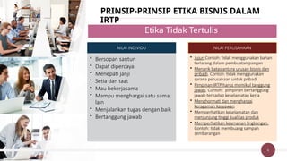 Jejaring dan etika bisnis irtp keamanan pangan | PPTX