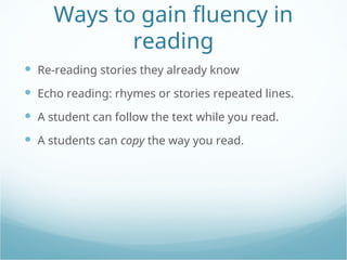 Fluency and comprehension how to build - presentation | PPT