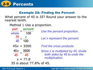 Algebra 1. Percent.decimals review. 9 | PPT