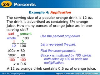 Algebra 1. Percent.decimals review. 9 | PPT