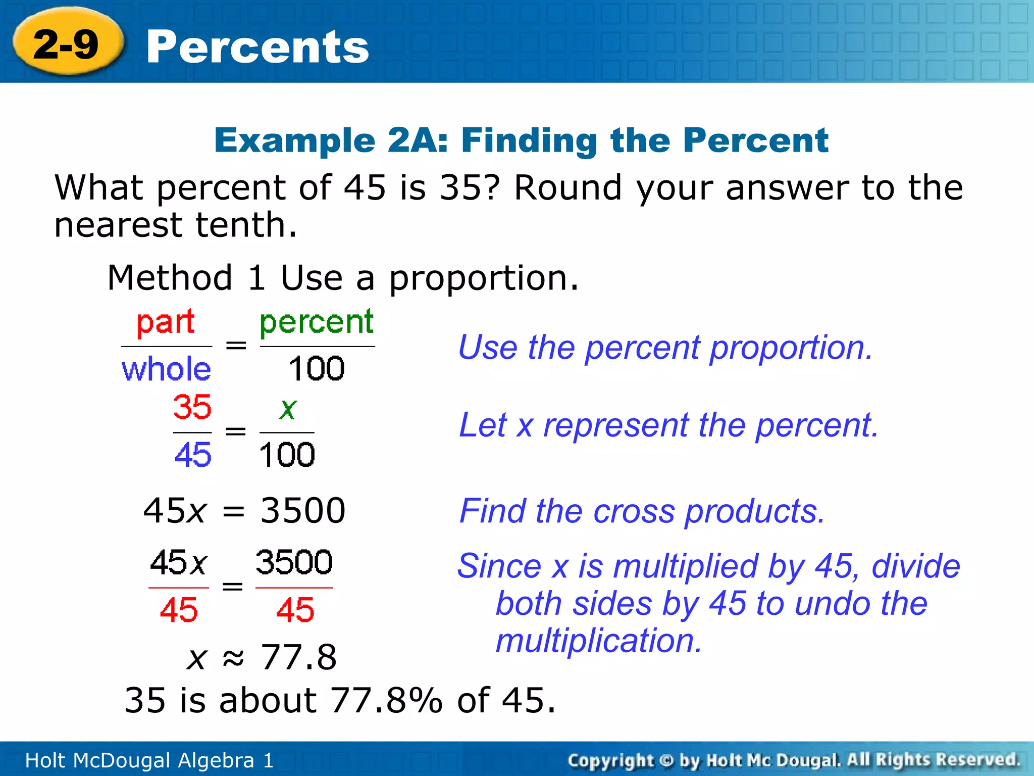 Algebra 1. Percent.decimals review | PPT