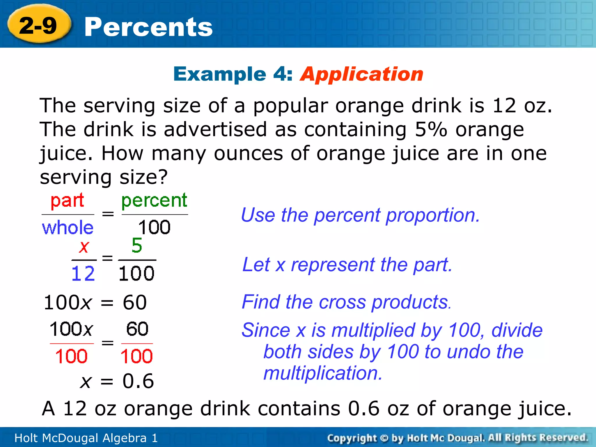 Algebra 1. Percent.decimals review | PPT
