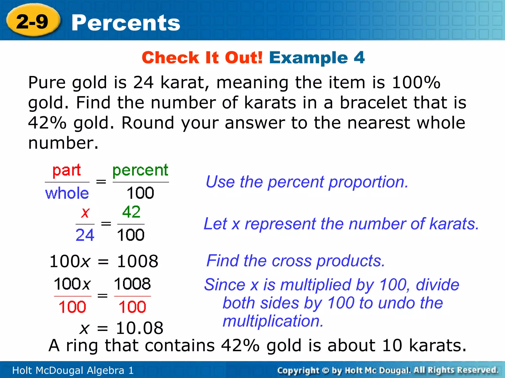 Algebra 1. Percent.decimals review | PPT