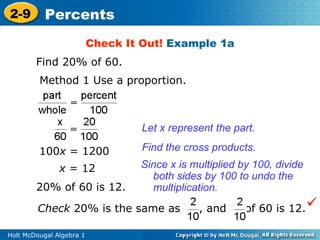 Algebra 1. Percent.decimals review | PPT