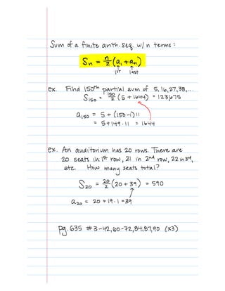 9.2 Arithmetic Sequences & Partial Sums | PDF