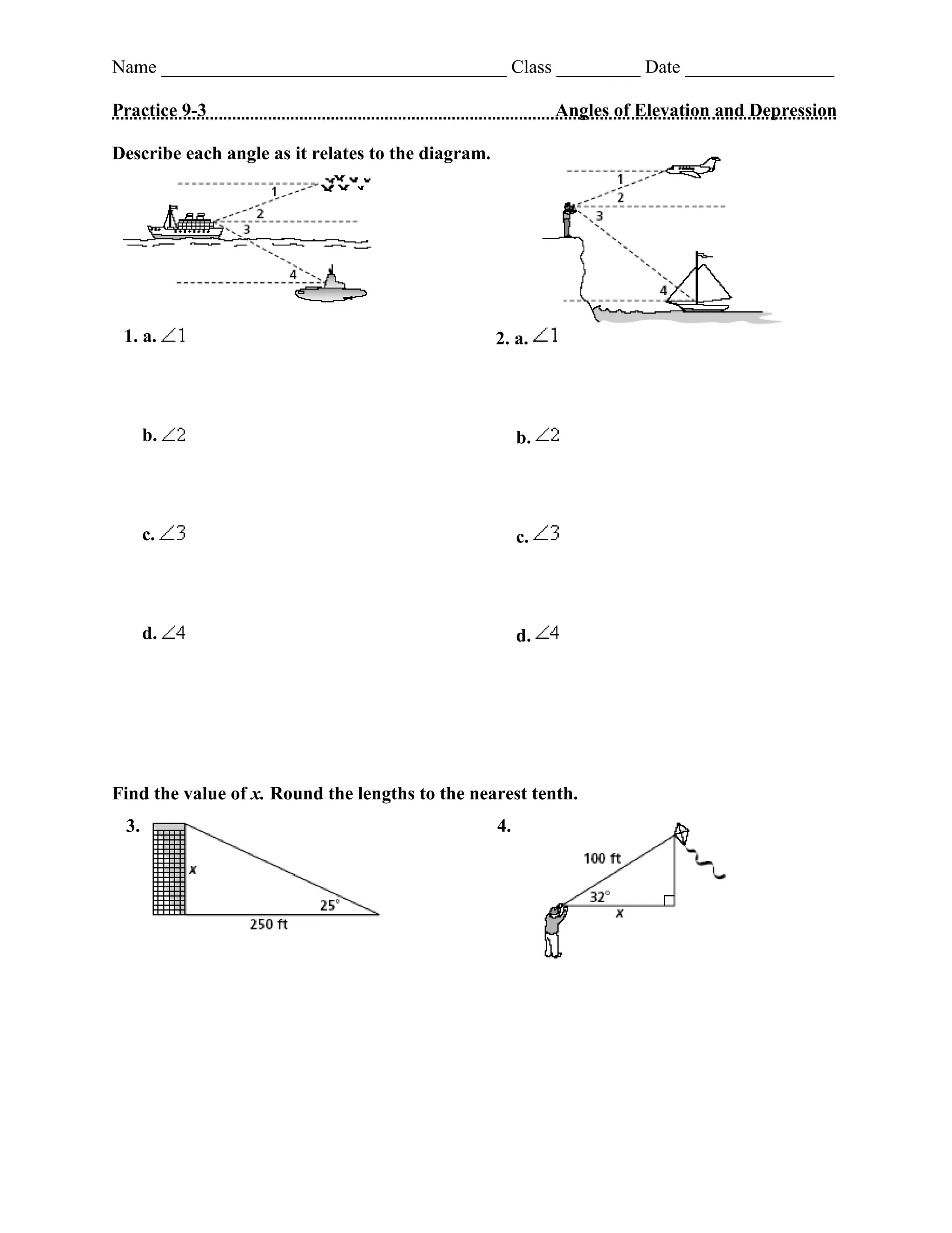 9 3 angles of elevation and depression | PDF | Science