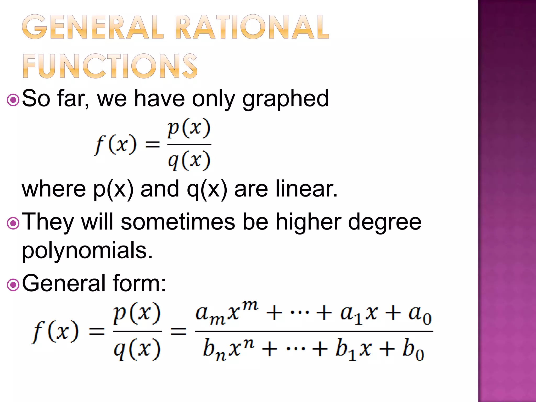 9.3 graphing general rational functions | PPT