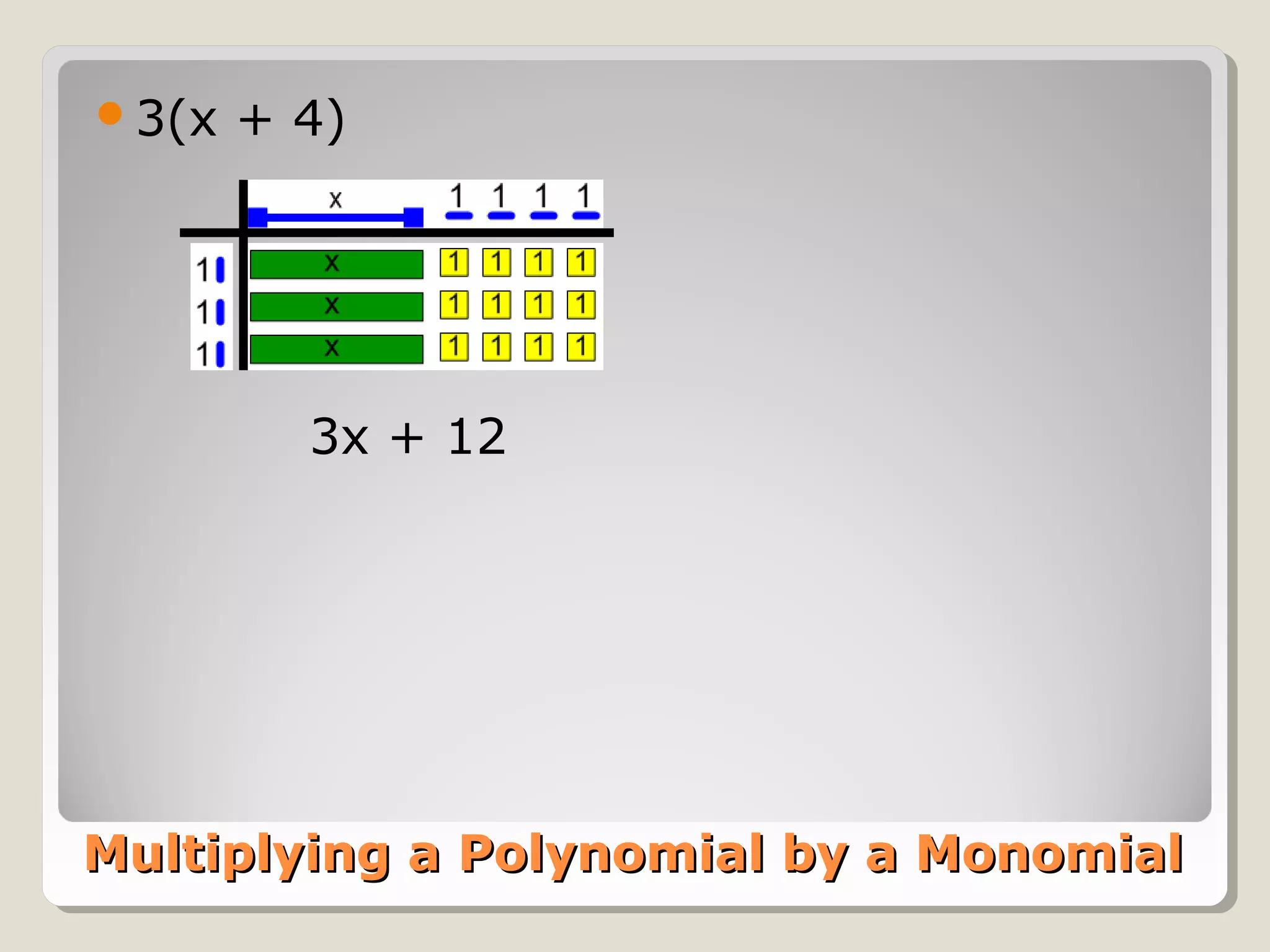 9 3 multiplying polynomials by monomials lesson | PPT
