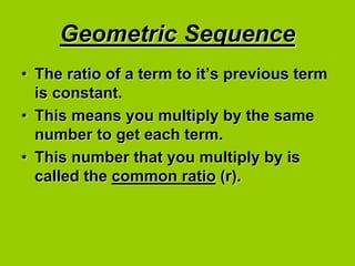 Definition and Examples of Geometric Sequence and Series ppt | PPT