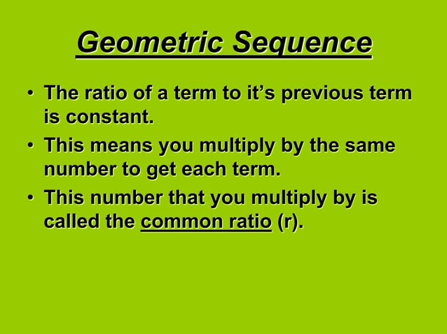 Definition and Examples of Geometric Sequence and Series ppt | PPT ...