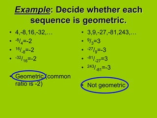 Definition and Examples of Geometric Sequence and Series ppt | PPT