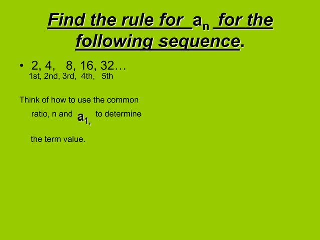 Definition and Examples of Geometric Sequence and Series ppt | PPT ...