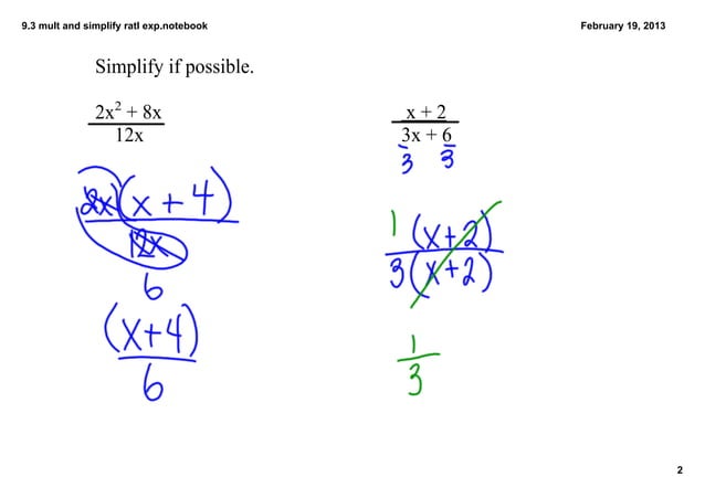 9.3 simplify and multiply rational expressions | PDF