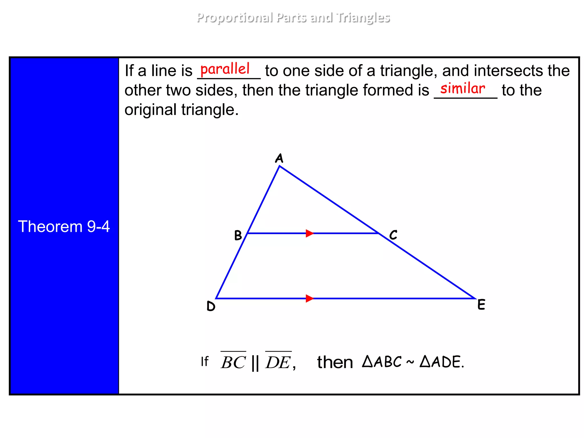 9.4 proportional parts and triangles lesson | PPTX