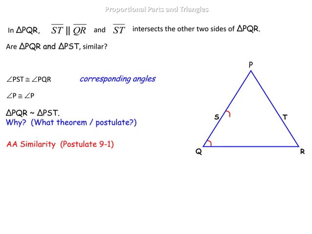 9.4 proportional parts and triangles lesson | PPTX