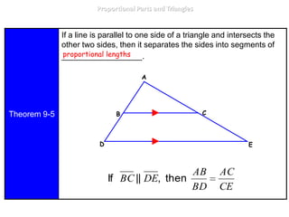 9.4 proportional parts and triangles lesson | PPTX