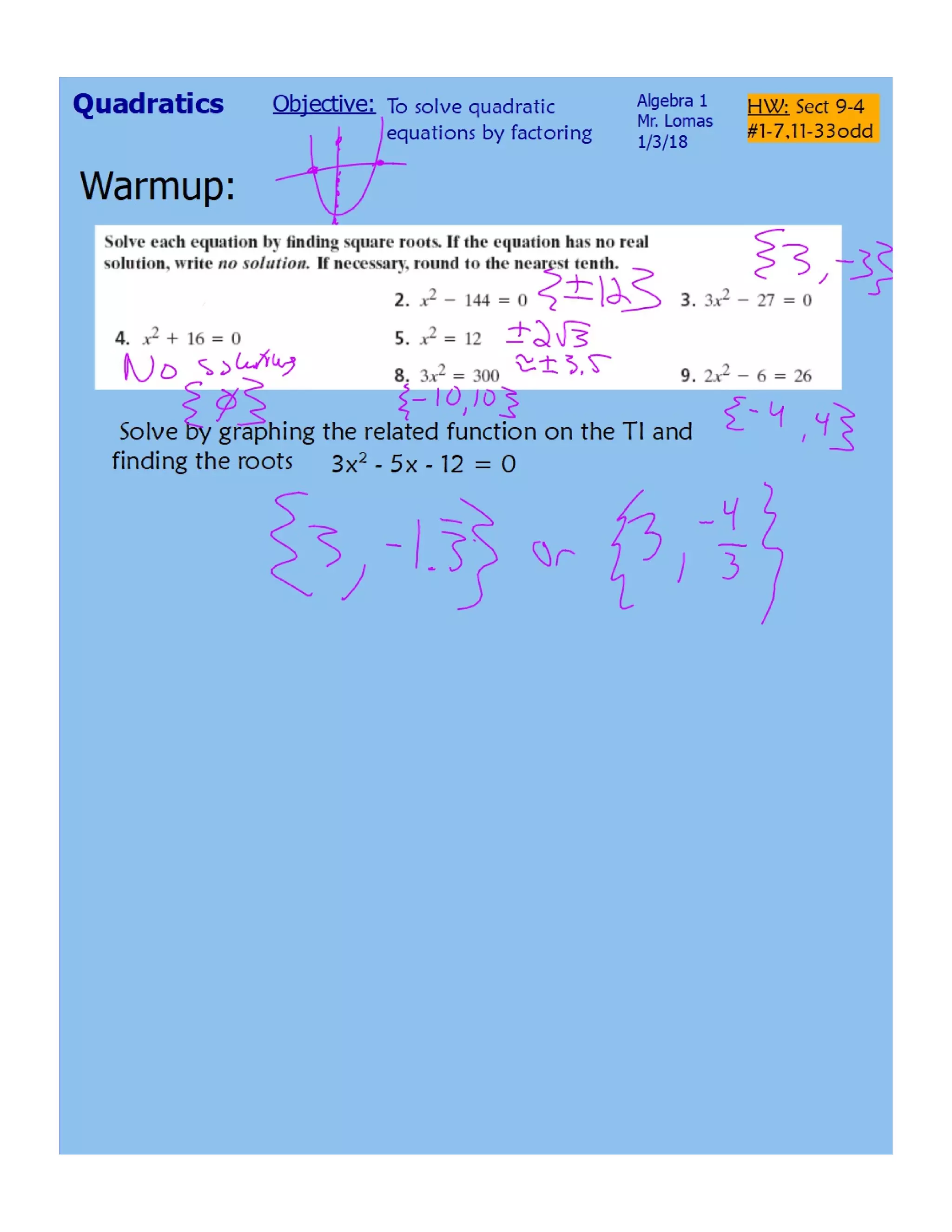 9 4 solving quadratics by factoring | PDF | Games and Puzzles | Hobbies ...