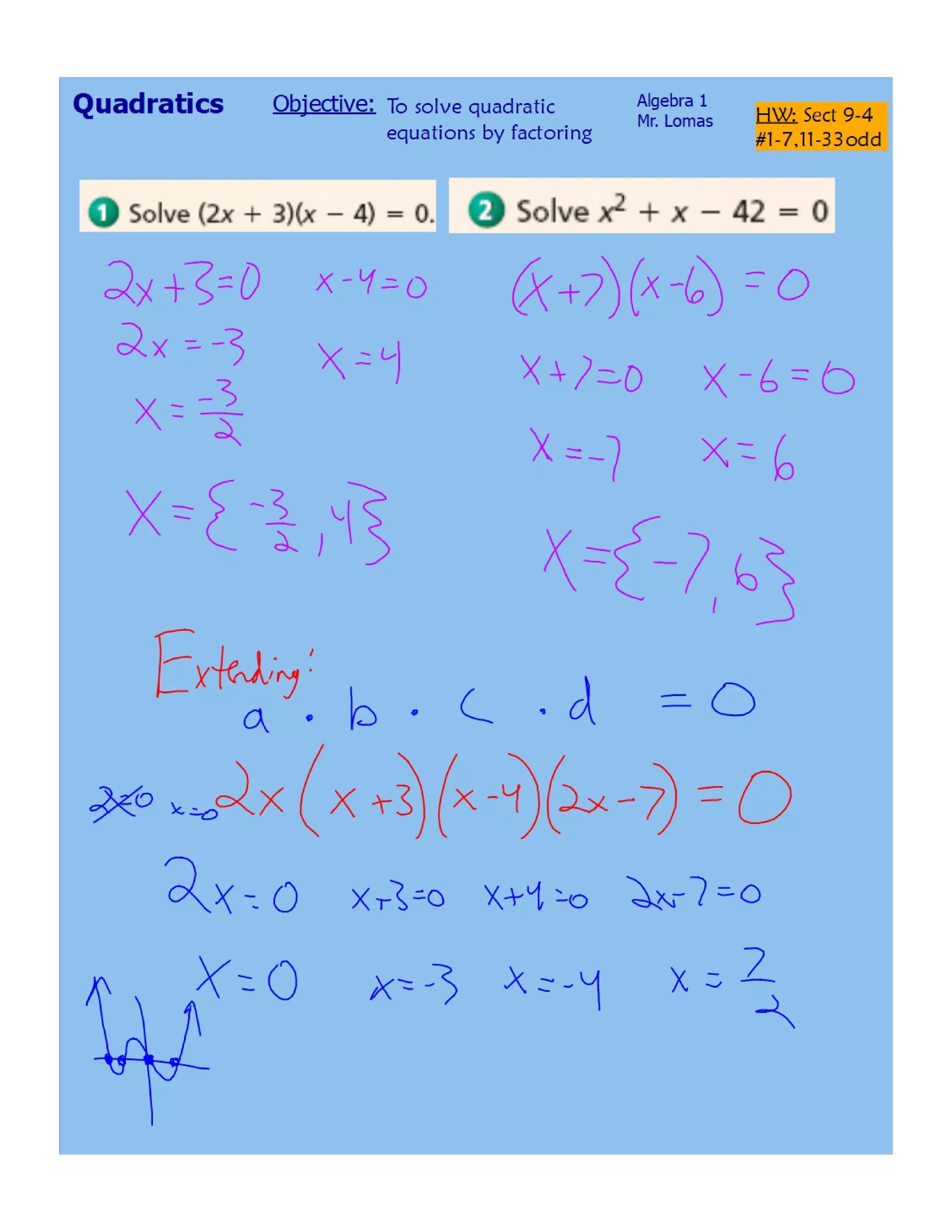 9 4 solving quadratics by factoring | PDF | Games and Puzzles | Hobbies ...