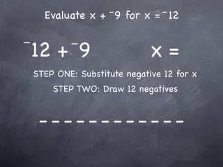 9-5 Evaluating Expressions with Integers | KEY