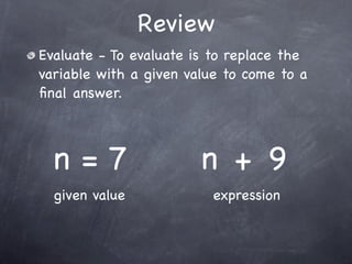 9-5 Evaluating Expressions with Integers | KEY