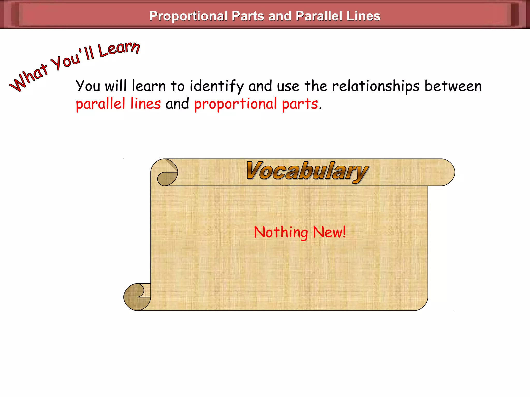 9 6 proportional parts and parallel lines | PPT